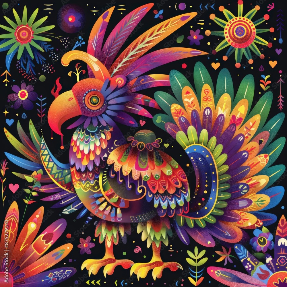 Latin American folklore, mythical creatures, flat design illustration ...