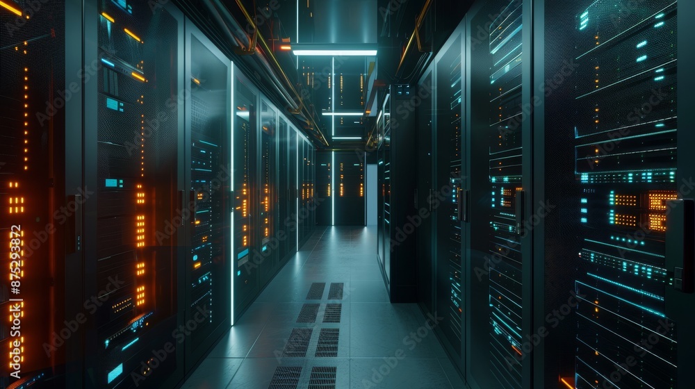 Cloud Computing Environment Showcasing Data Servers and a Virtual Cloud ...