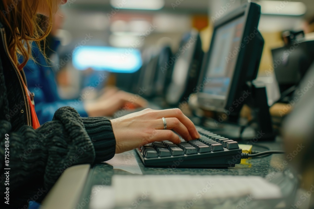 Skilled journalist typing typewriter while working and writing the ...