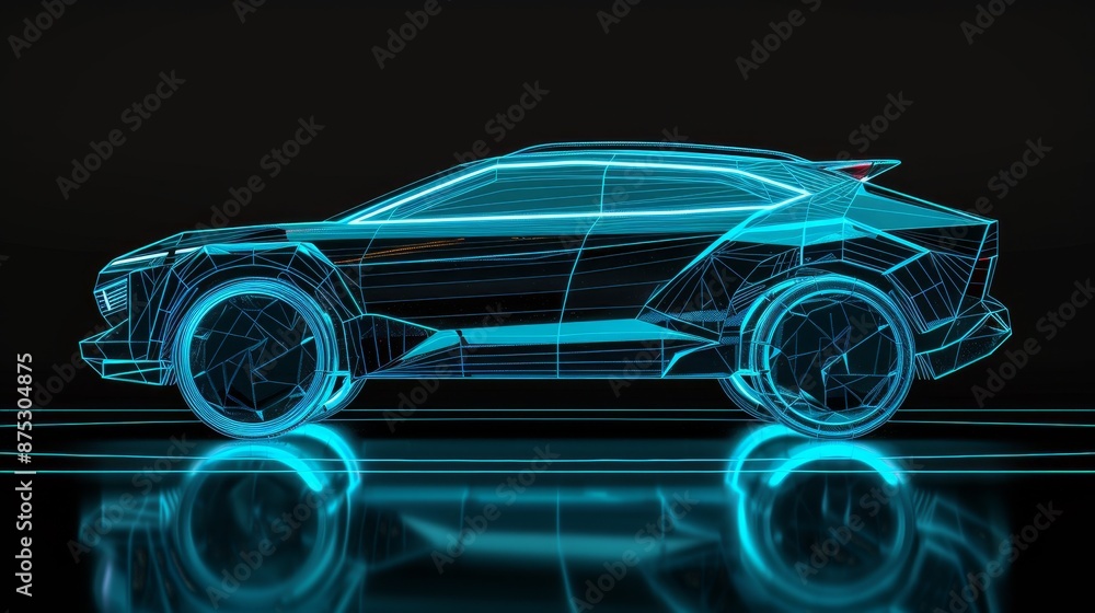 Futuristic Electric Car Concept with Neon Lights, electric car concept ...