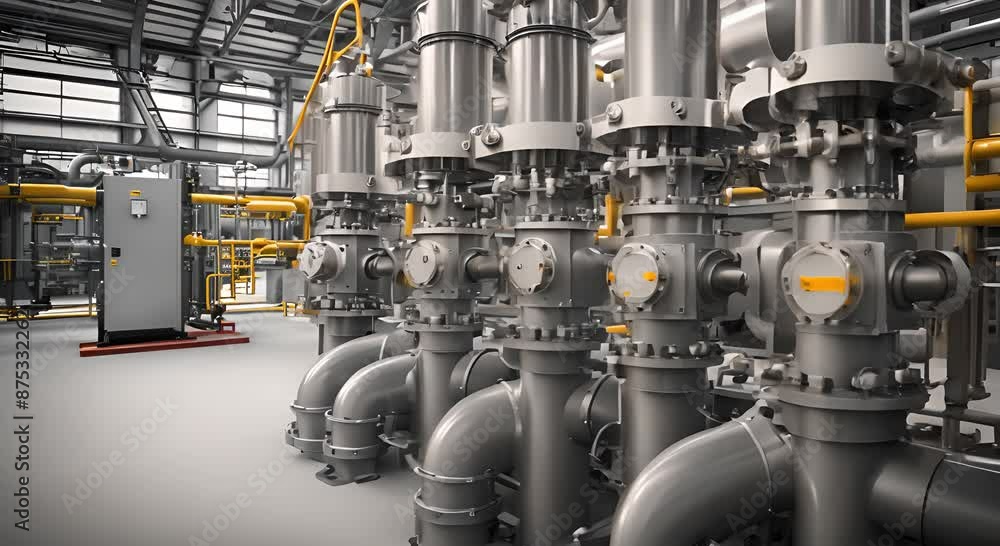 Valves in an oil and gas processing plants pipeline system Concept Flow ...