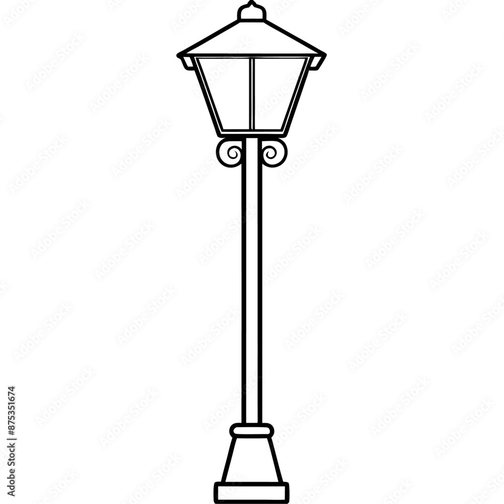 street light outline coloring book page line art illustration digital ...