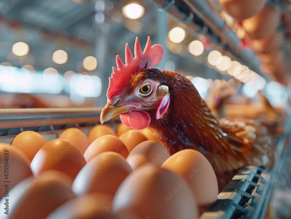 Sustainable organic chicken egg production at a modern poultry farm ... Sustainable organic chicken egg production at a modern poultry farm ...