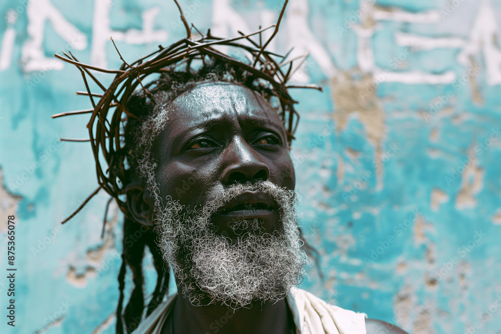 artistic representation of black-skinned jesus christ religion passion ...