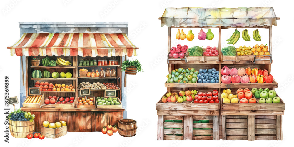 a Wall Art clipart, mall supermarket element, a watercolor illustration ...