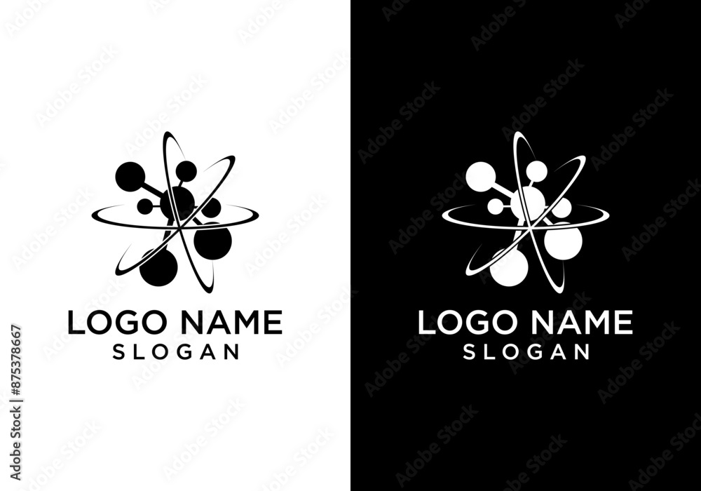 Atomic nucleus structure icon logo vector design. Around atoms, gamma ...