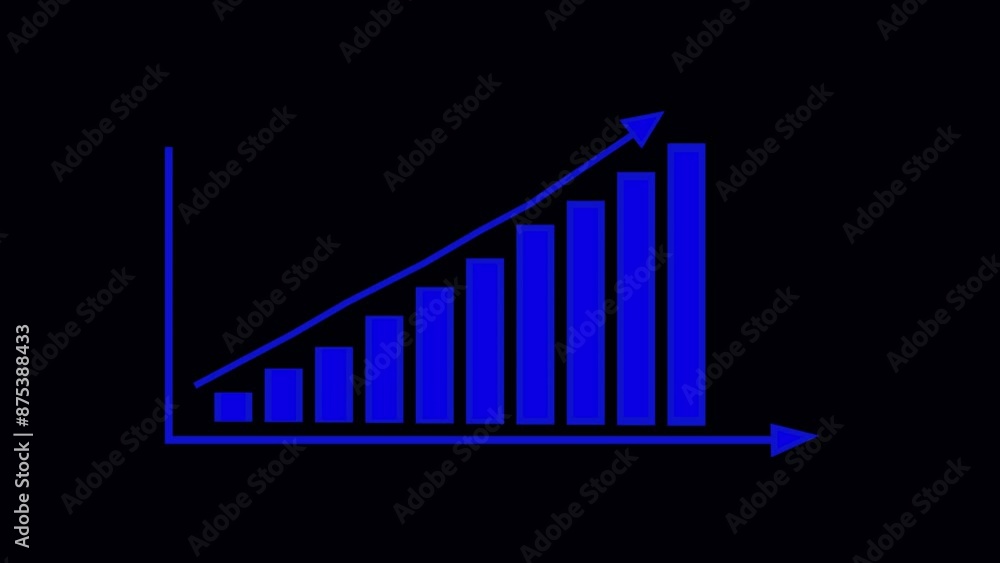 Animated growing arrow over graph bar. business graph showing 4k arrow ...