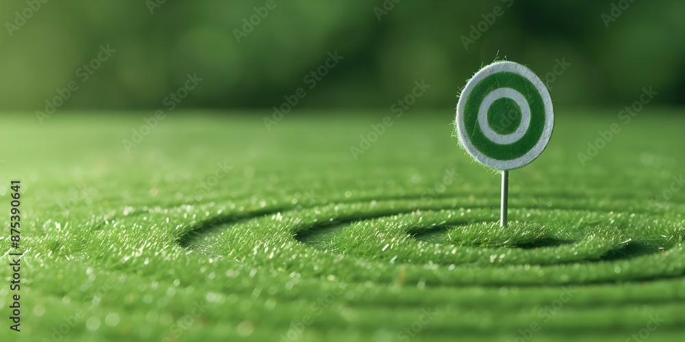 Green target symbol on green background representing carbon emission ...