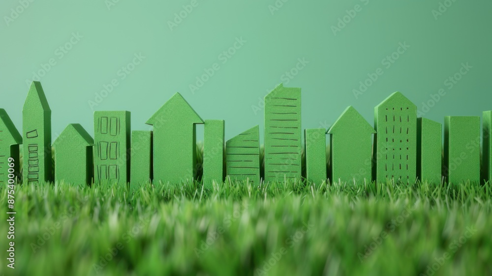 Eco-Friendly Urban Development, Green Building Models on Grass ...