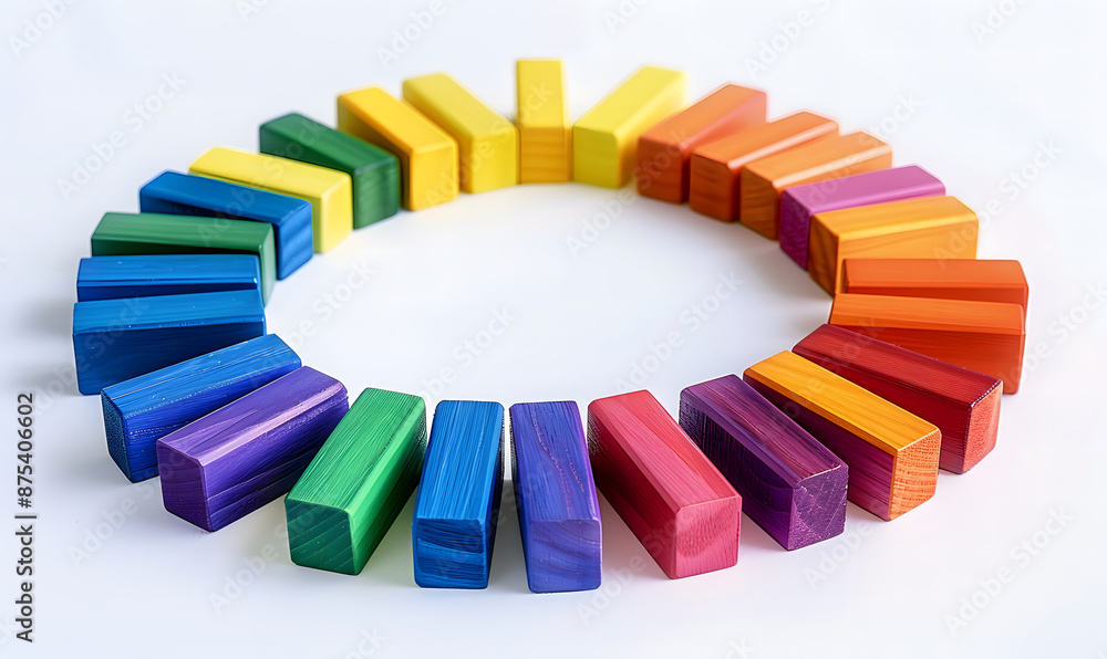 Colors in unity. Circle of colored blocks representing the unity of ...