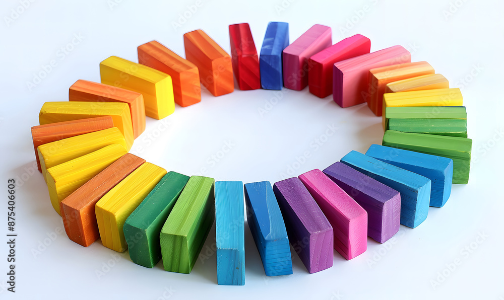 Colors in unity. Circle of colored blocks representing the unity of ...