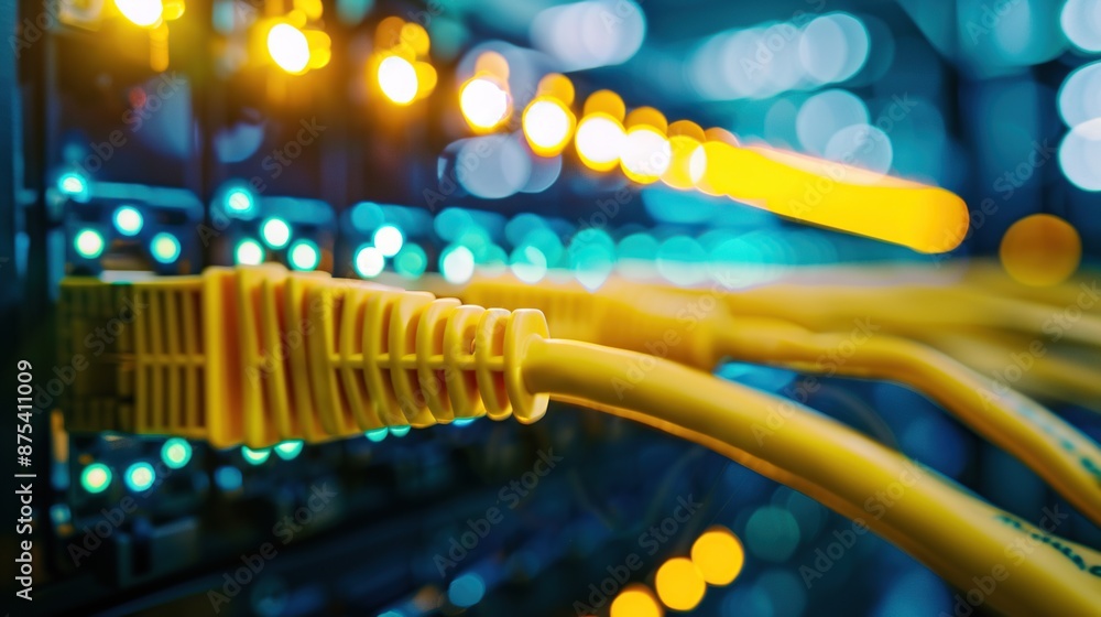 Rack Mounted Servers In A Server Room, Server rack audio cable. Severs ...
