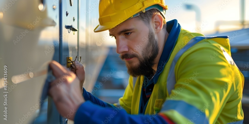 ภาพประกอบสต็อก Inspecting Solar Panel Junction Boxes for Corrosion and ...