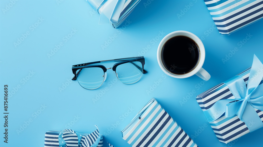 blue father's day background, created with generative AI technology ...