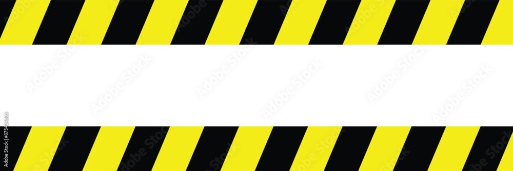 Black and yellow warning line striped rectangular background, yellow ...