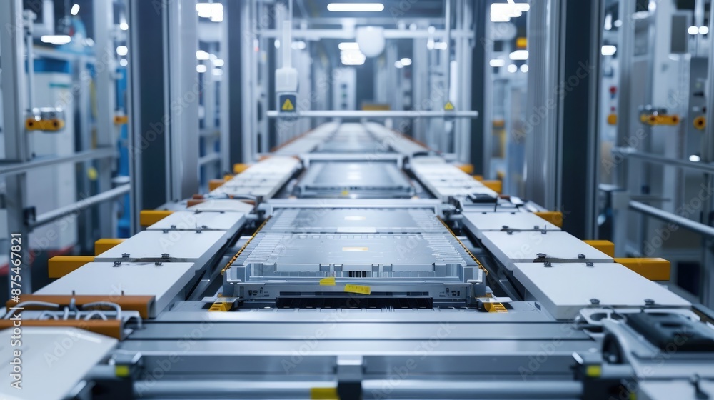 Automated production line with high voltage electric vehicle battery ...