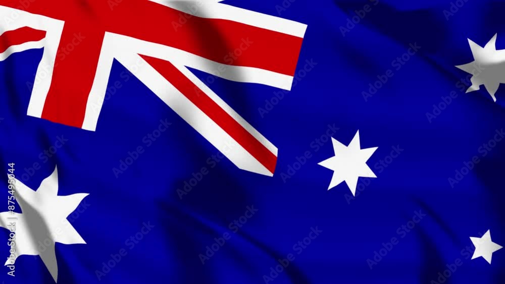 Waving Australian Flag Loop, Realistic Australian Flag Animation Banner ...