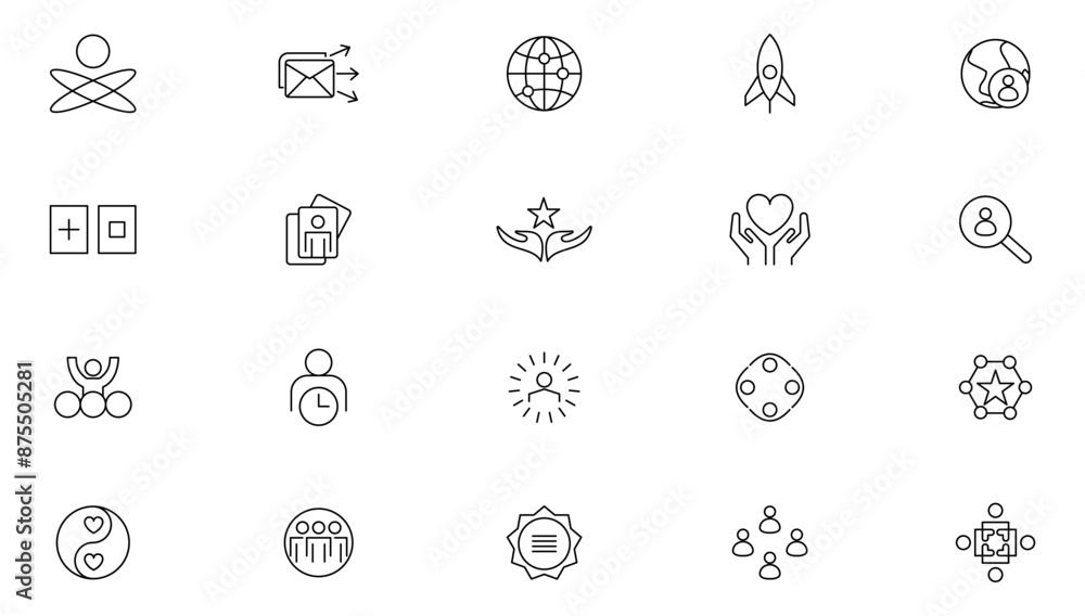 Community line icons set. Containing people, friendship, social ...