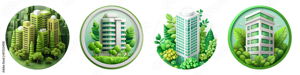 Green Building clipart collection, symbol, logos, icons isolated on ...