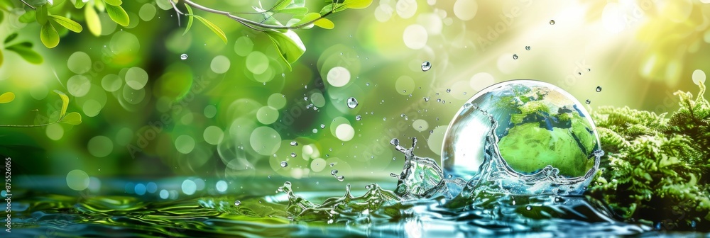 World Water Week. Horizontal banner. Blue drop of water symbolizing ...