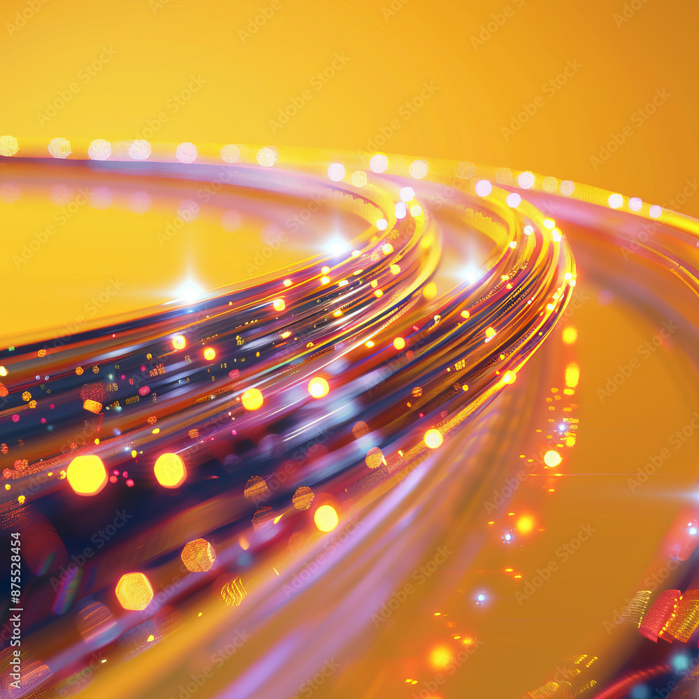 Glowing data cables transferring information, creating a dynamic and ...