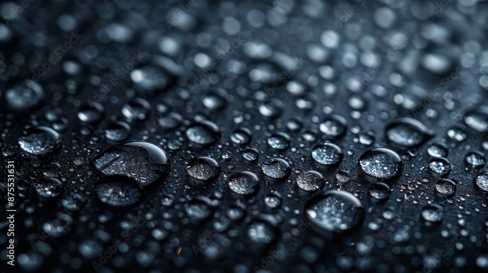 Roof with wet and damp drops of water, dark, texture, background, rain ...