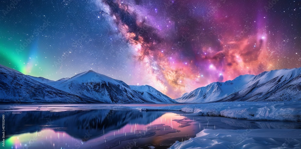 A starry night sky with vibrant Northern Lights, ideal for RPG gaming ...