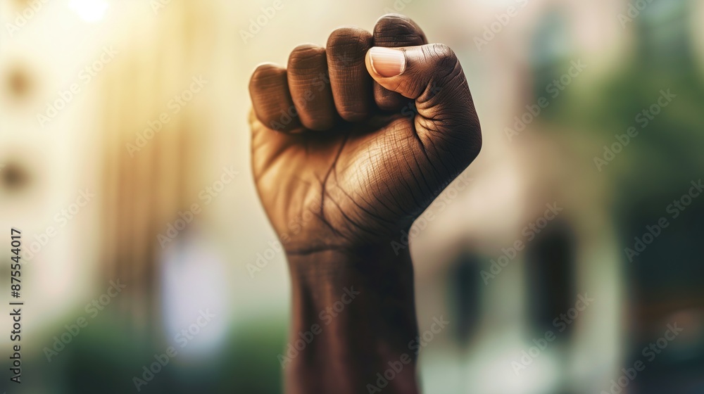 Raised fist in air for demonstration and protest. People raised fist ...