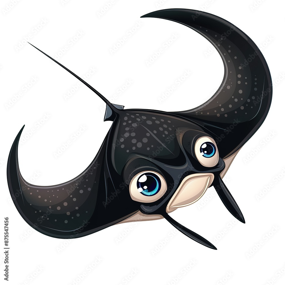 Manta Ray Preppy fashion cartoon isolated whitebackground Stock ...