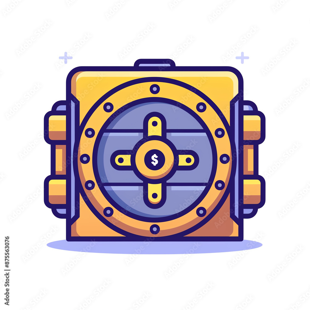 Cartoon illustration of a secure vault with a dollar sign to represent ...