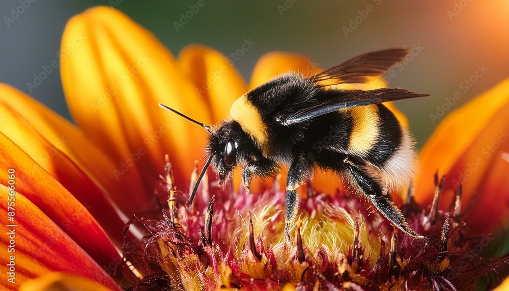 Bumblebee on a flower. The bumblebee can be identified by its rather ...