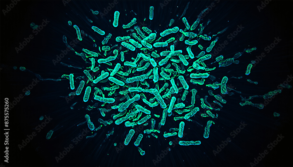 Mesmerizing rod shaped bacteria with iridescent cell membranes Stock ...