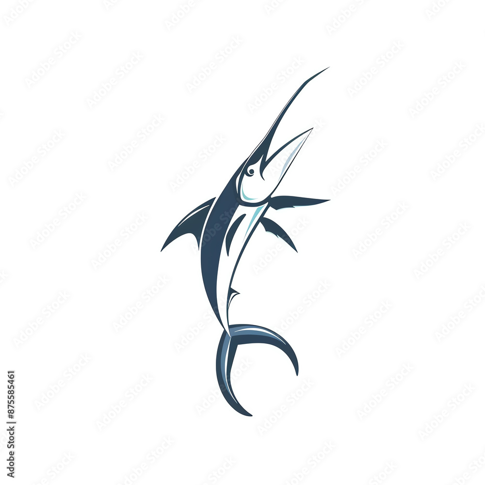 Stylized blue marlin fish graphic illustration, perfect for seafood ...