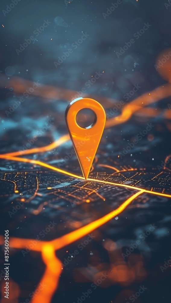 Location Pin Icon on City Map Indicating Position and Direction ...