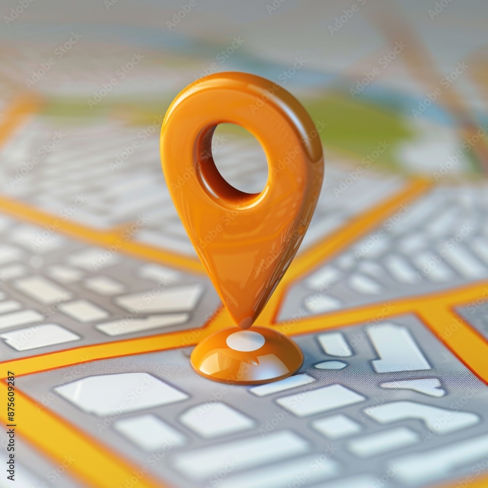 Location Pin Icon on City Map Indicating Position and Direction ...