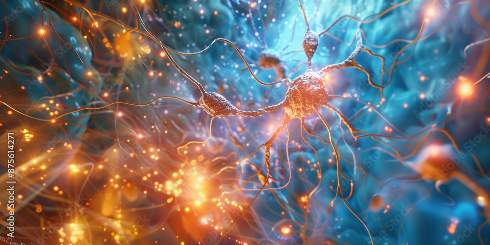 3D illustration of Vitamin B1 enhancing nerve function with detailed ...