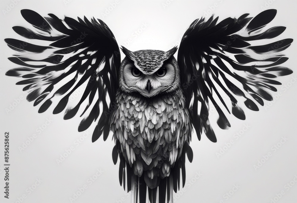 wing vector animal eagle owl tattoo art whitebackground design ...