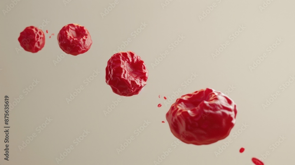 A scientific illustration of red blood cells in various stages of ...