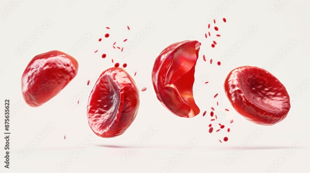 A scientific illustration of red blood cells in various stages of ...
