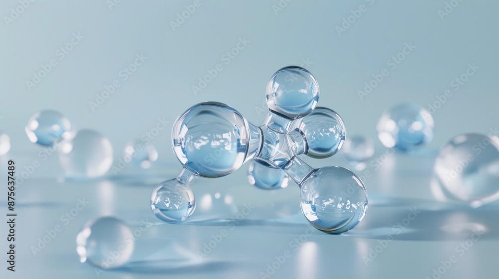 A water molecule (H2O) with its two hydrogen atoms bonded to a central ...