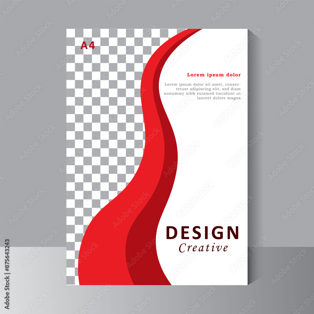 Red background a4 book cover design with image space. A4 size book ...