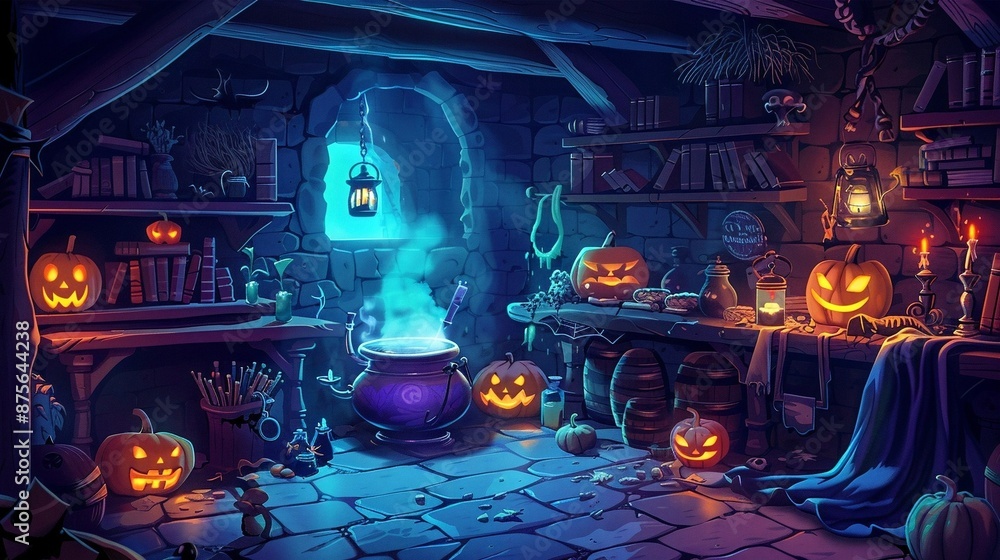 Halloween Cauldron: A bubbling cauldron filled with mysterious potions ...