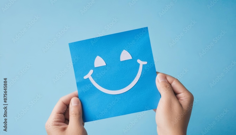 paper positive happy alth thinking blue holding mental mental concept ...