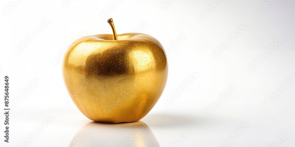 Shiny golden apple on a white background, golden, apple, fruit, shiny ...