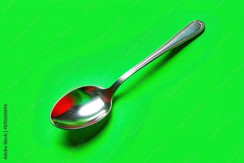 Isolated spoon on chroma key green screen background with vibrant 8-bit ...