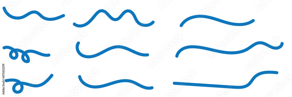 Squiggle brush scribble underline. Marker pen emphasis highlight swoosh ...