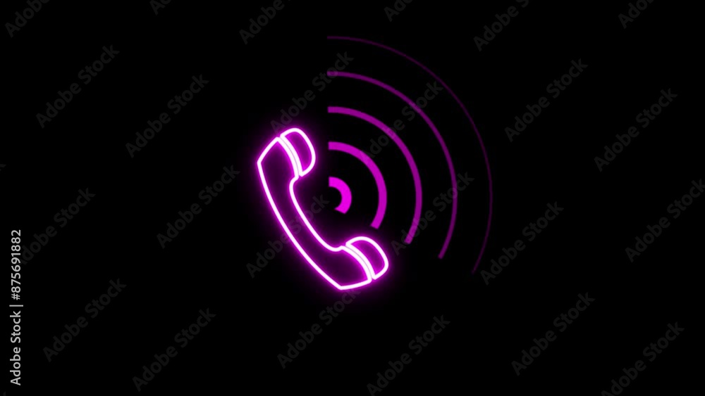 Dial calling icon concept animation and radio wave background. Purple ...
