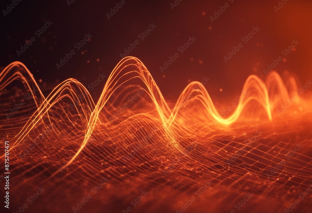 futuristic conceptual orange sound text space wavelengths background ...