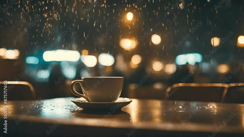 coffee cafe, raining outside the cafe, beautiful cafe in raining ...