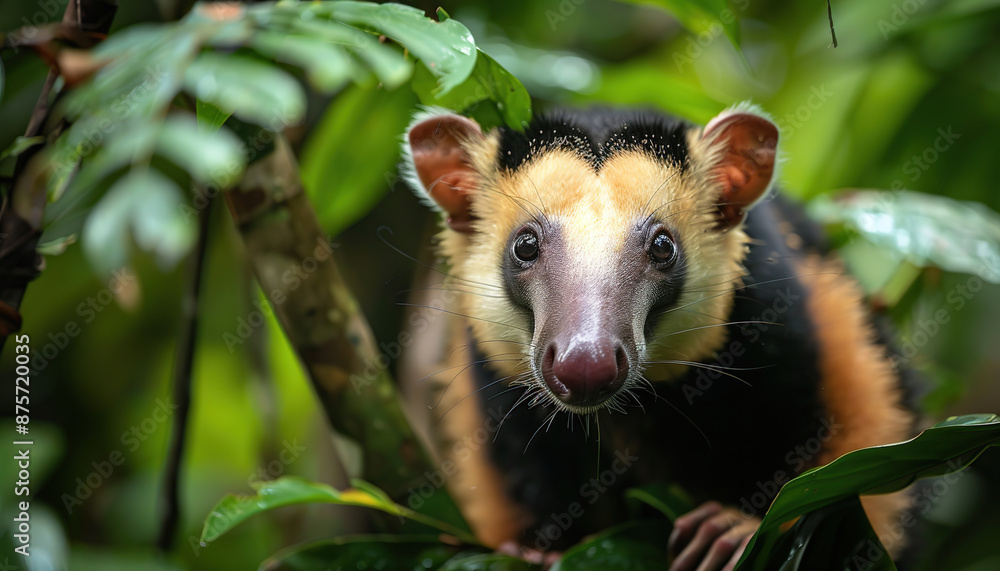 Tamandua in Tropical Rainforest, Interesting Plants in Background ...